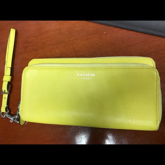 Coach | Bags | Coach Leather Accordion Wallet Yellow | Poshmark